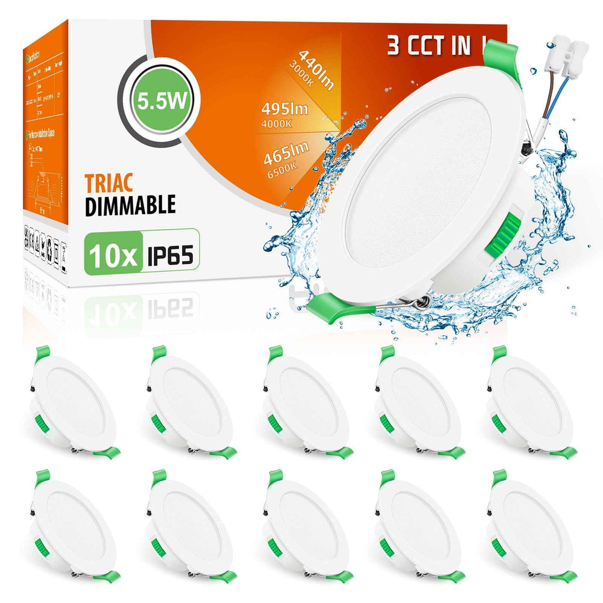 10pcs White Recessed LED Ceiling Lights 5.5W Dimmbale 67-75mm Cutout I ...