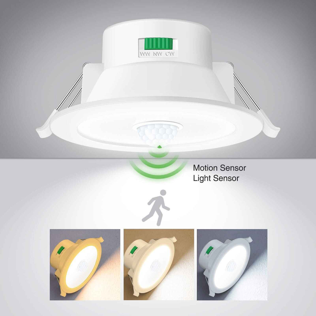 PIR Motion Sensor LED Downlight Colour Changeable 12W — ALUSSO LIGHTING